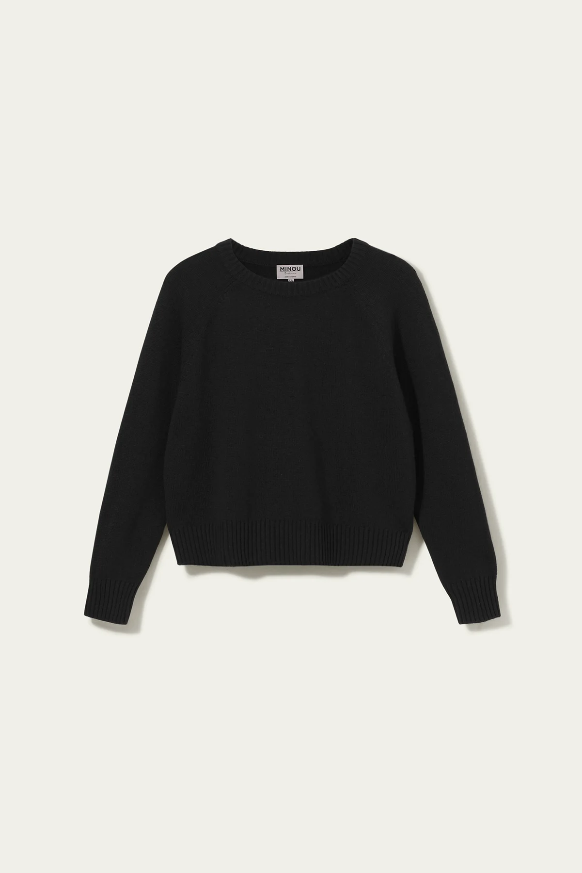 FIKA kaszmirowy sweter raglan czarny | MINOU Cashmere