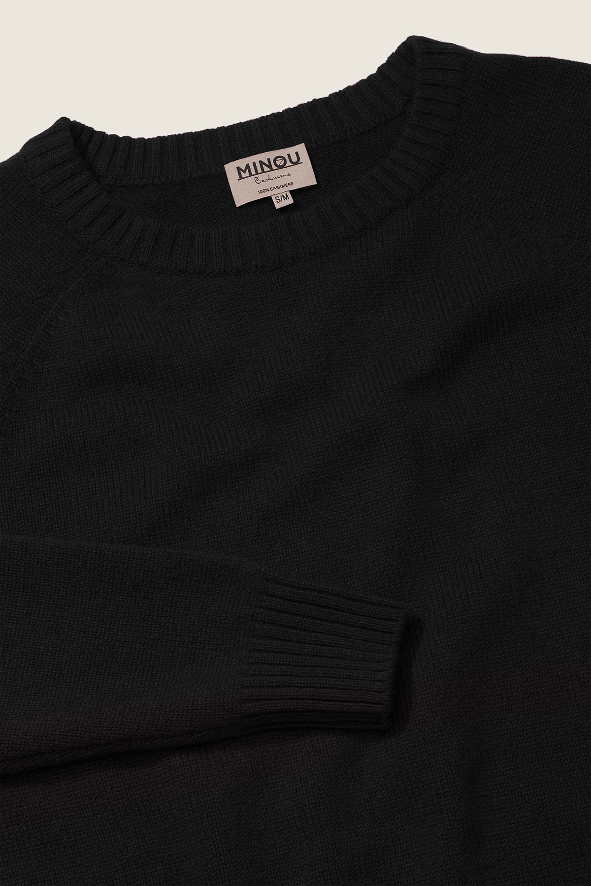 FIKA kaszmirowy sweter raglan czarny | MINOU Cashmere